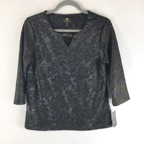 JM Collection | Tops | Jm Collection Womens Top Jacquard 34 Sleeve V ...